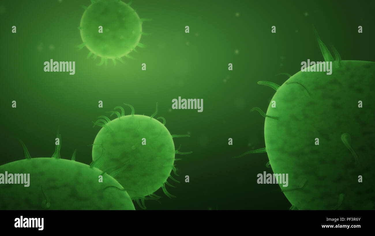 Bacteria Spread On Green Background. Autoimmune Disease, Infection And ...