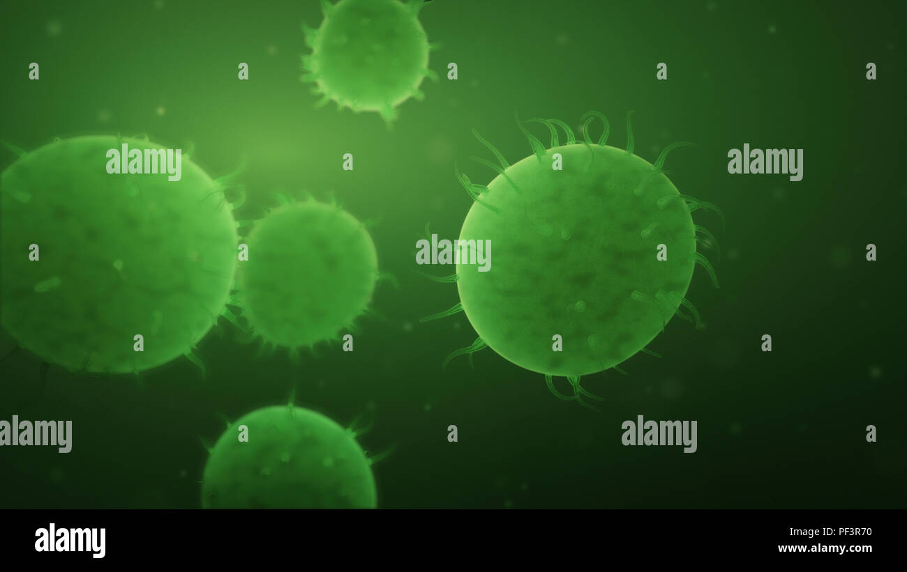 Bacteria Spread On Green Background. Autoimmune Disease, Infection And ...