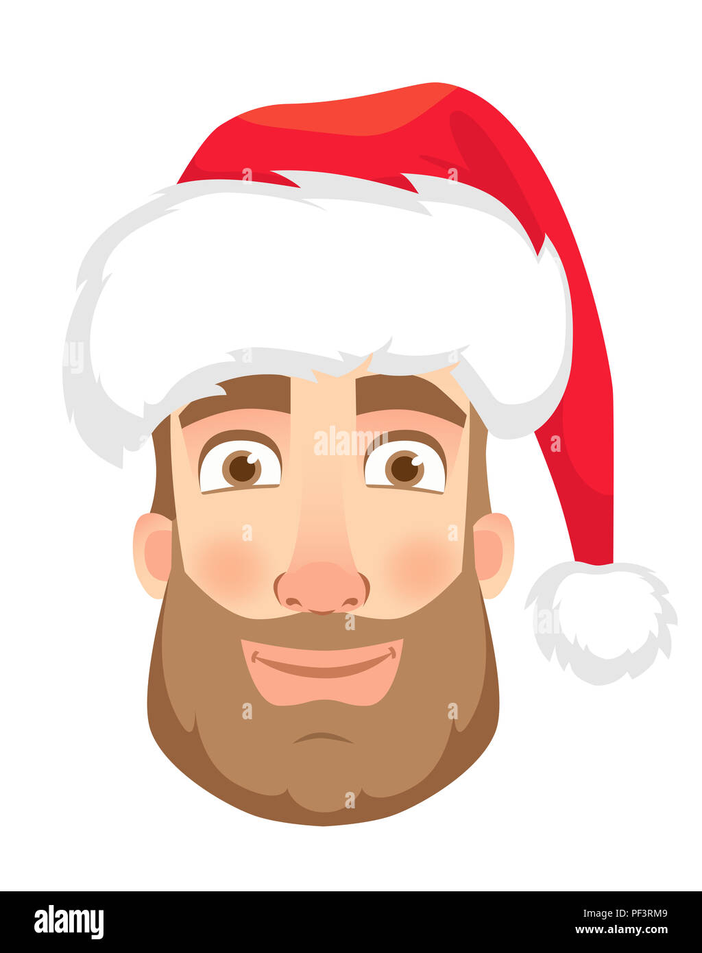 Head of a man in a Santa Claus hat. Man face expression. Human emotions ...