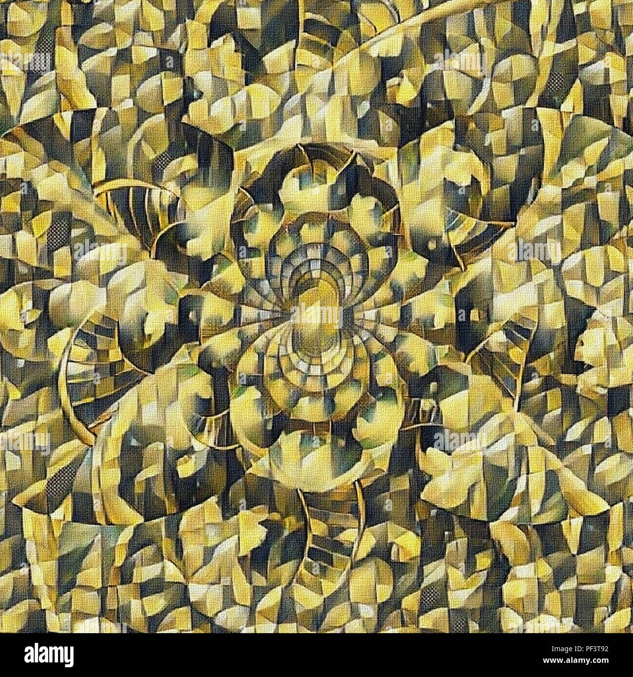 Abstract painting. Mirrored round fractal in frame with ladder Stock ...