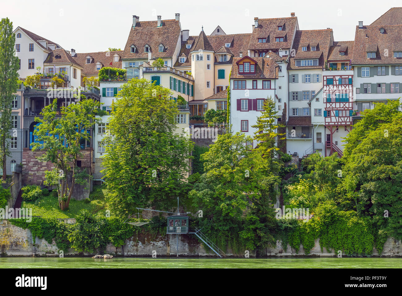 Historic houses along Rhine river in Basel, Basel-Stadt, Switzerland ...