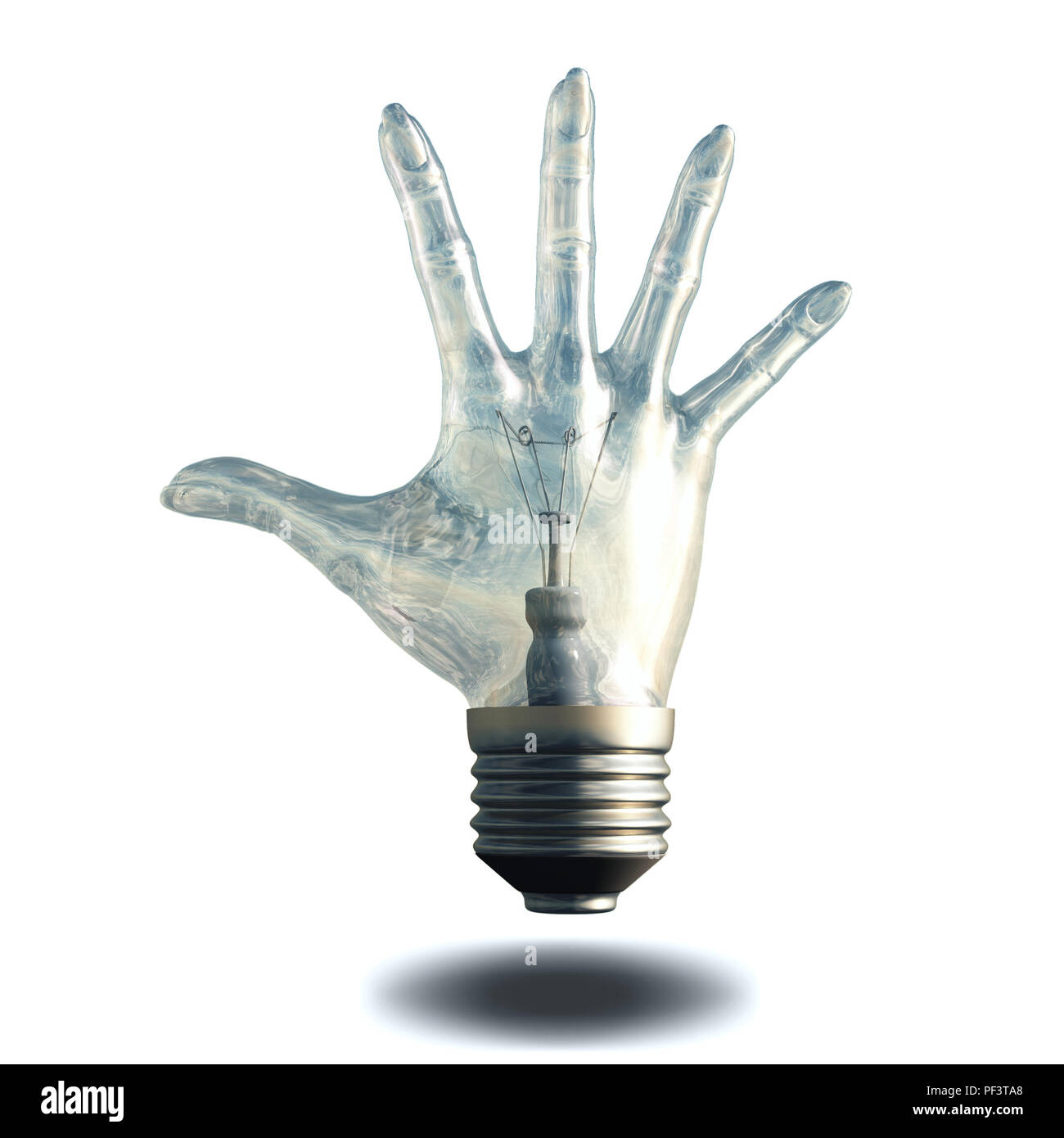 Hand fingers spread light bulb Stock Photo - Alamy