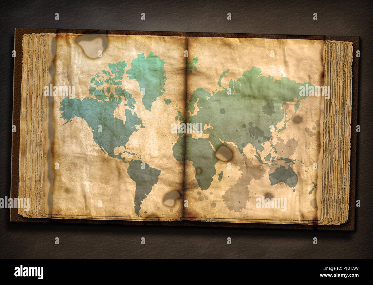 Old Tome with World Map Stock Photo - Alamy