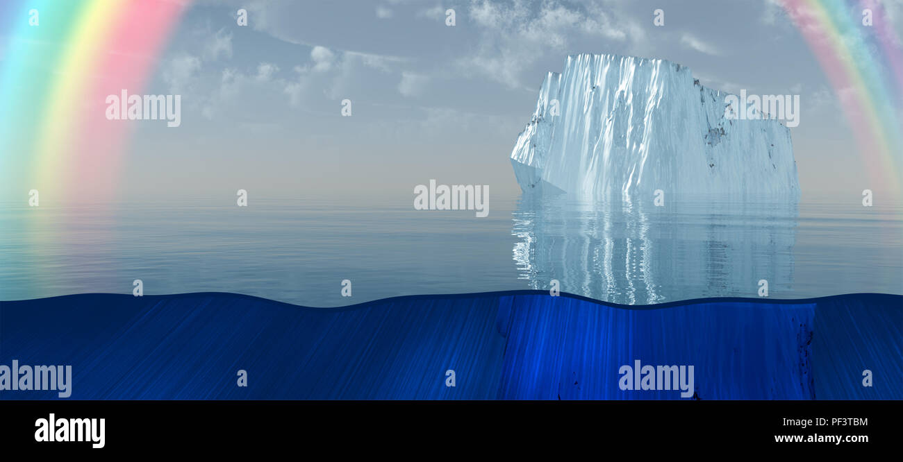 iceberg and rainbow at sea. 3D Illustration Stock Photo - Alamy