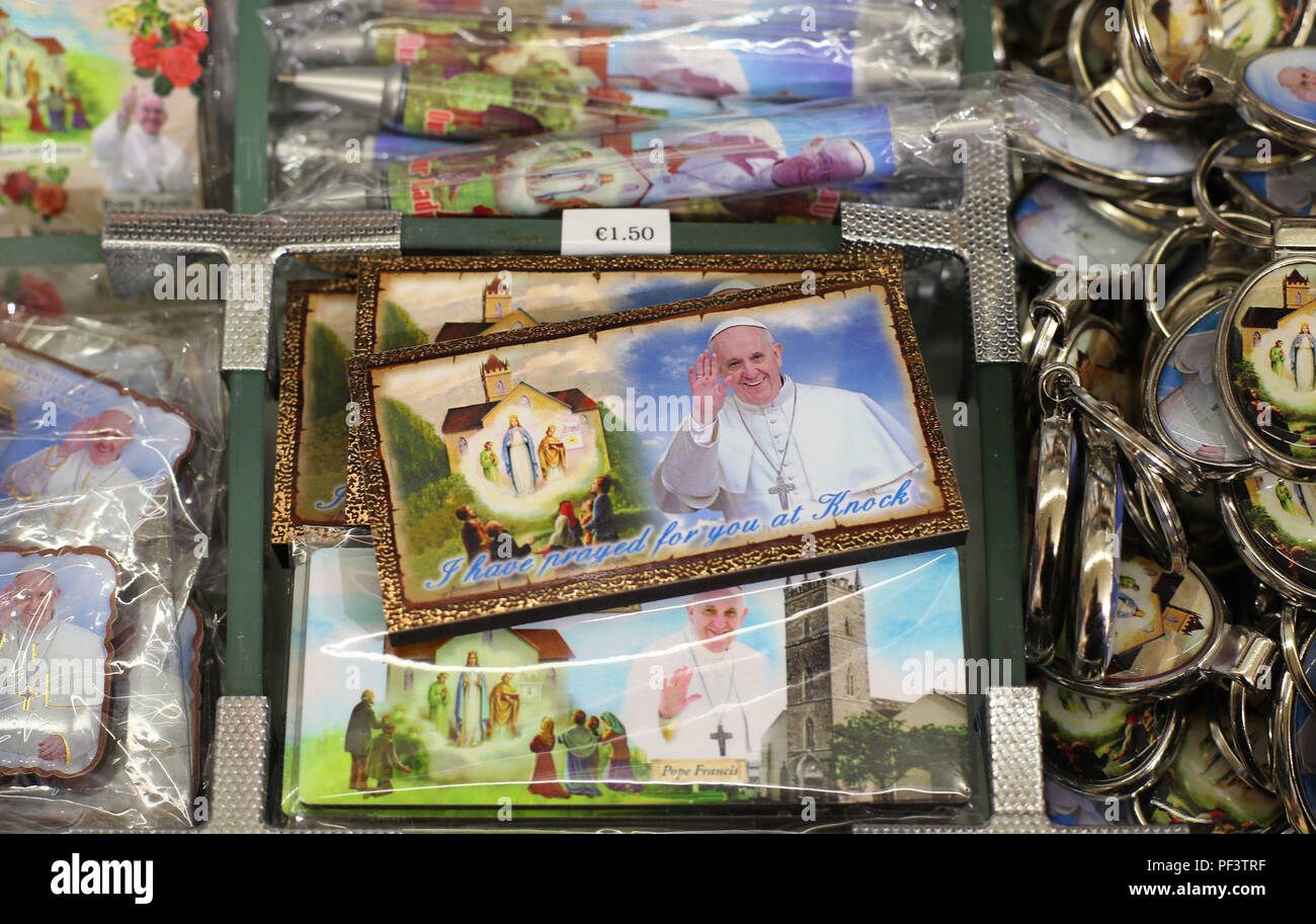Pope Francis fridge magnets on sale in Knock, Co Mayo, where Pope ...