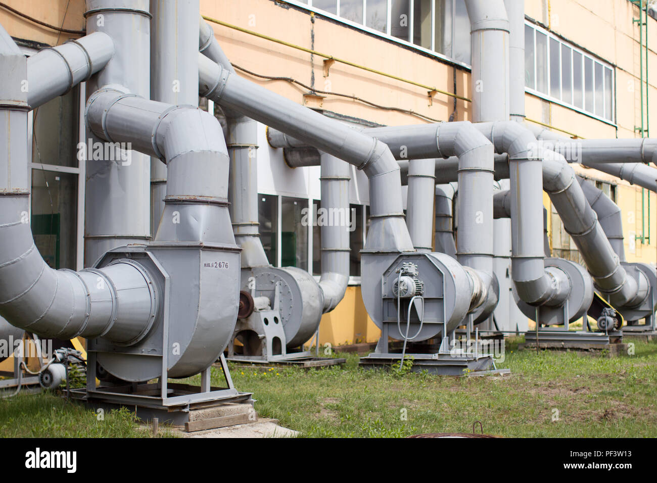 Ventilation pipes in the plant shop. Ventilation system Stock Photo - Alamy