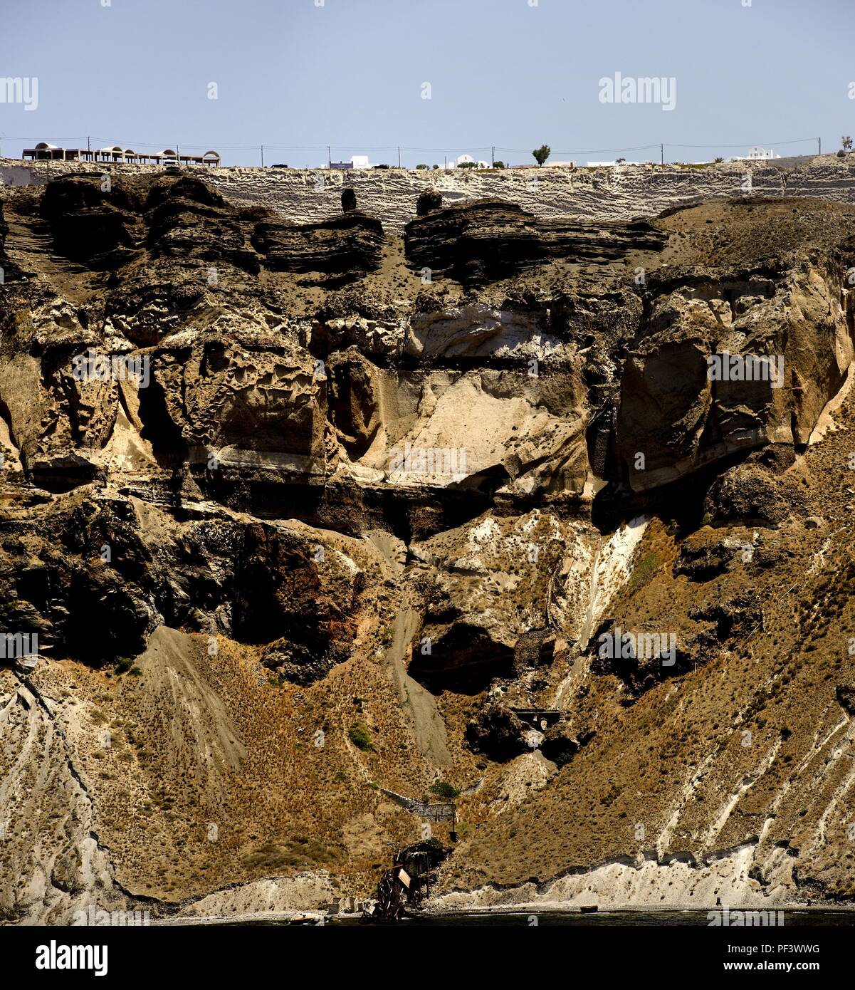 The mining scars of Santorini, Greece Stock Photo - Alamy