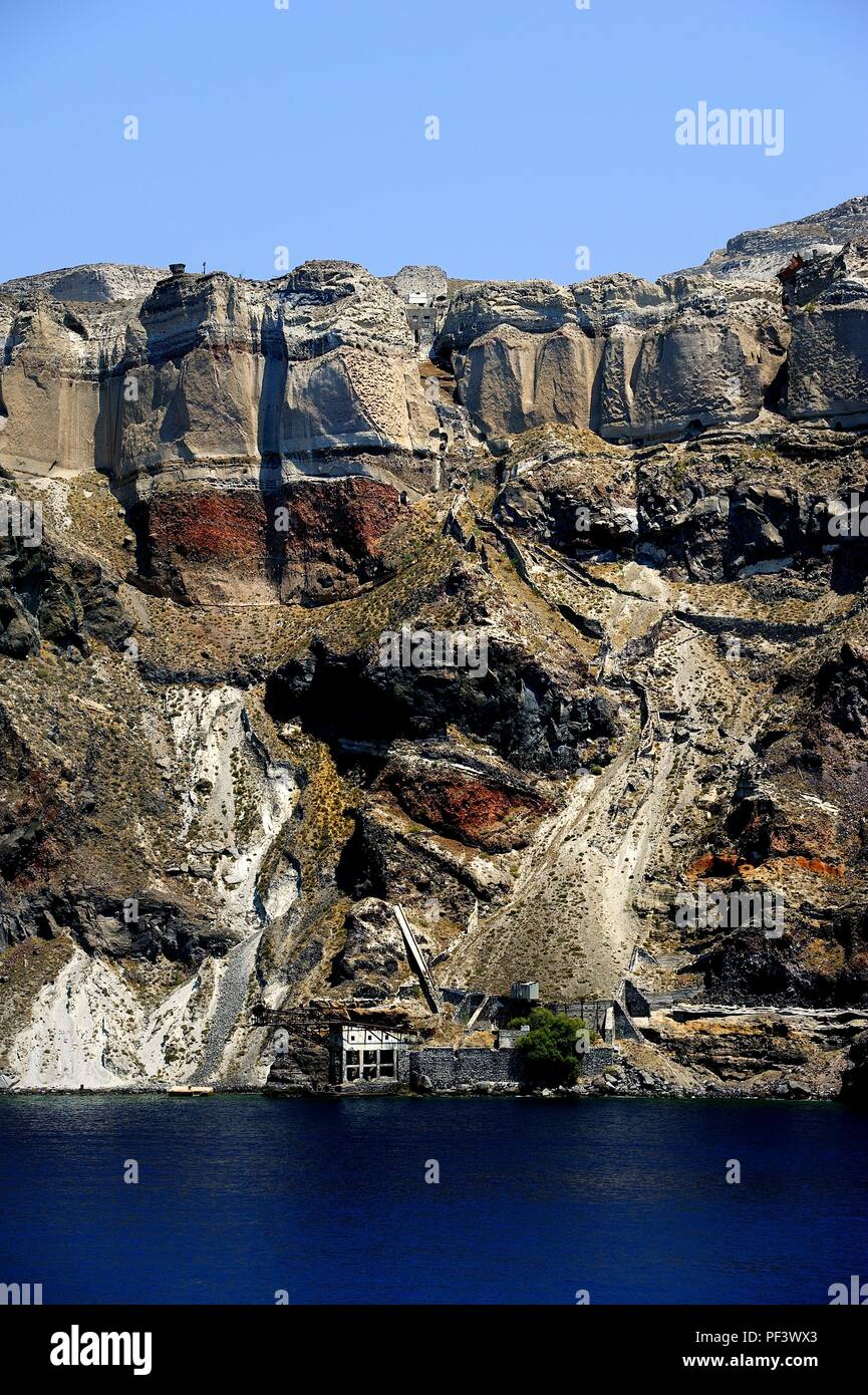 The mining scars of Santorini, Greece Stock Photo - Alamy