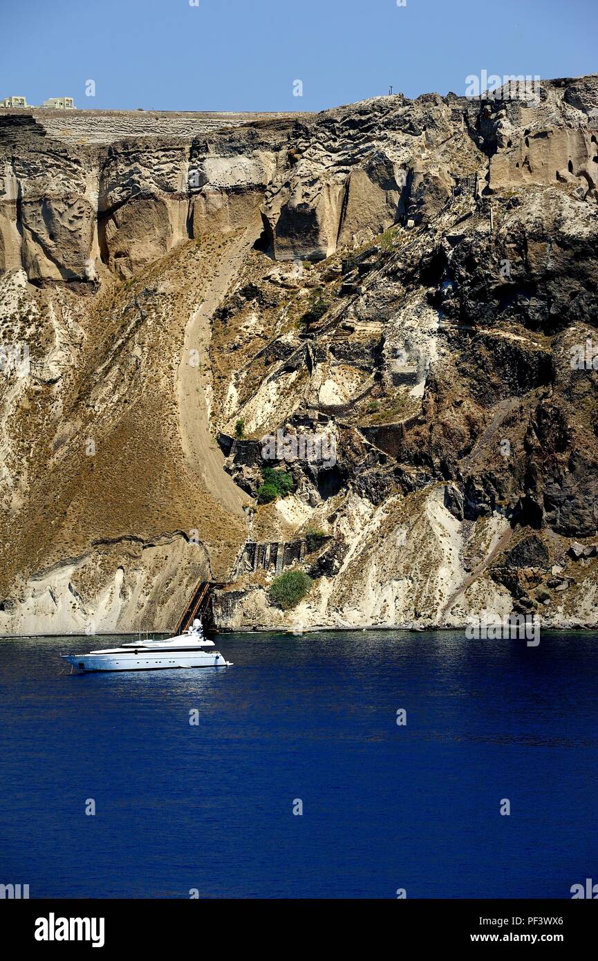 The mining scars of Santorini, Greece Stock Photo - Alamy