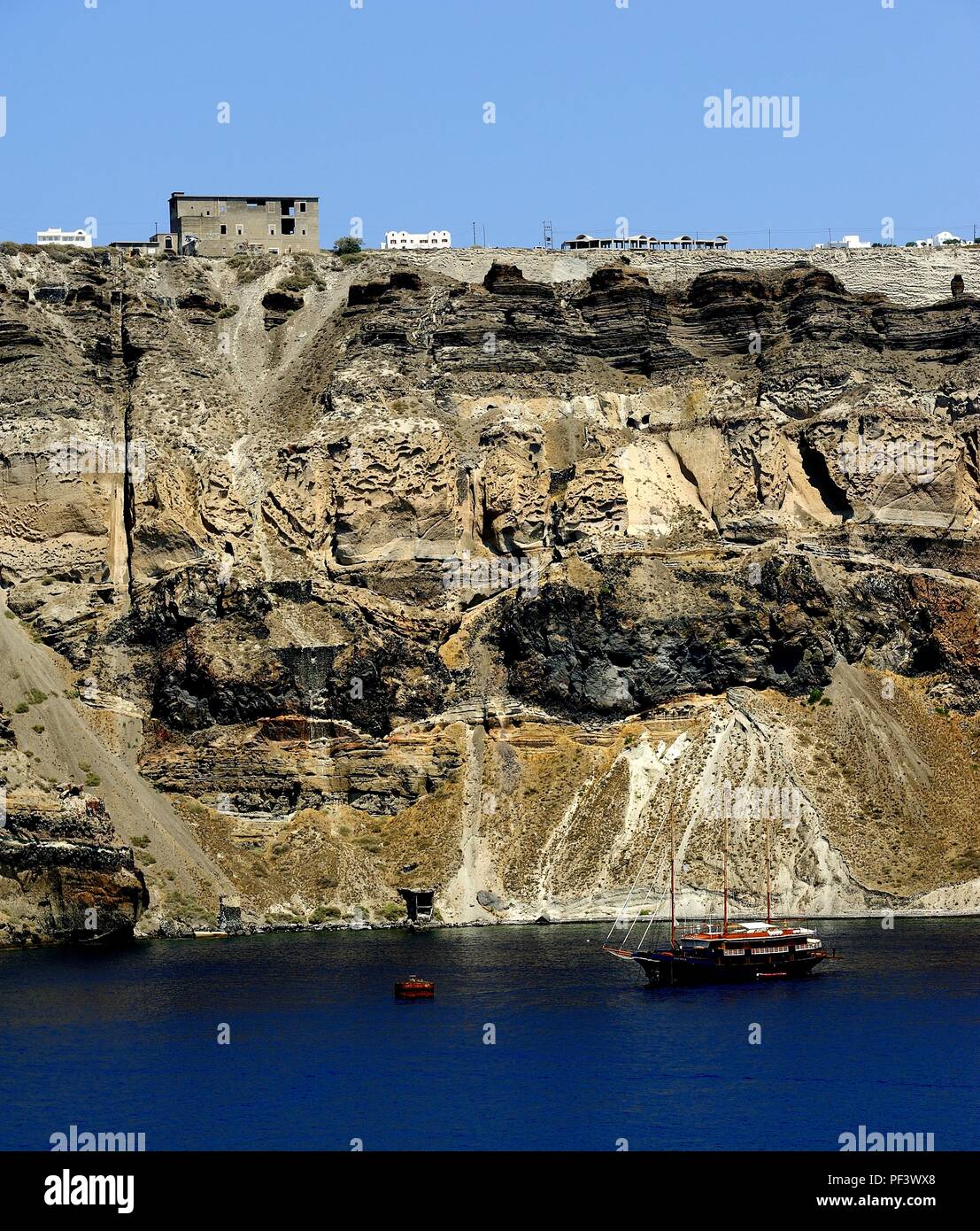 The mining scars of Santorini, Greece Stock Photo - Alamy