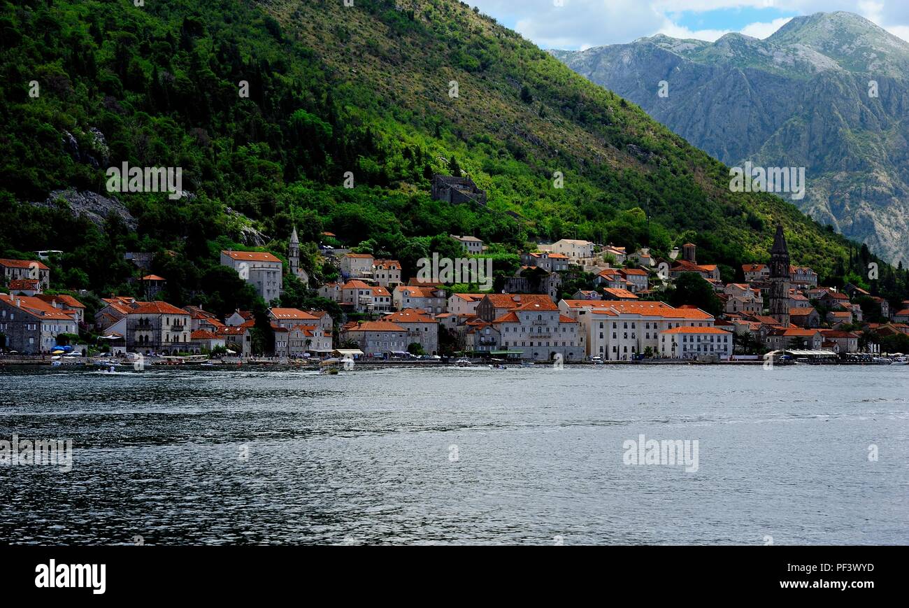 The waterfront village of Perast, Kotor Bay, Montengero Stock Photo - Alamy