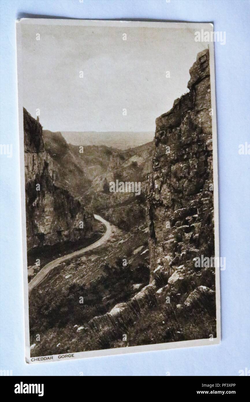 Cheddar Gorge, Somerset old black and white postcard Stock Photo - Alamy