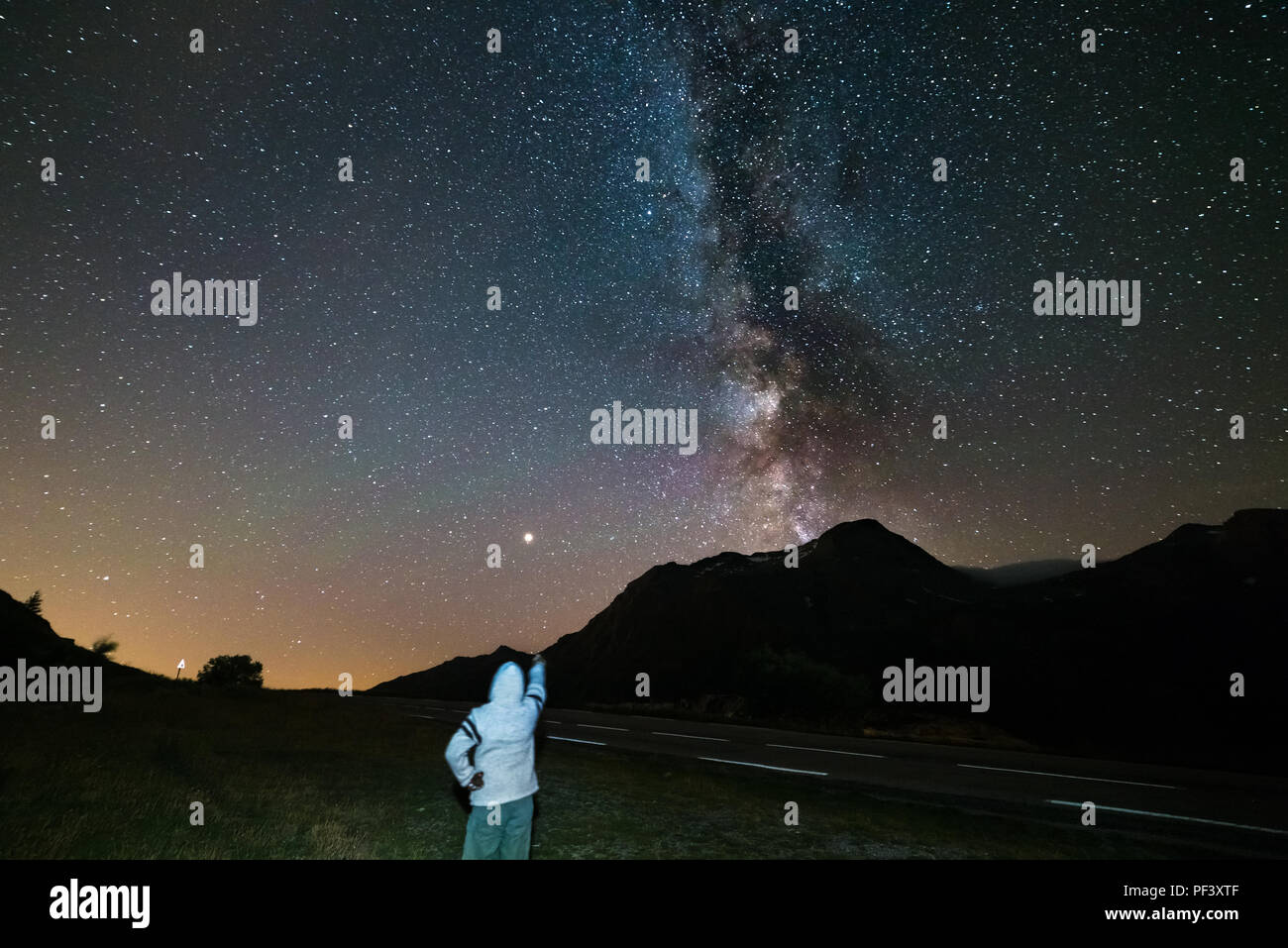 Person Looking Up At The Night Sky