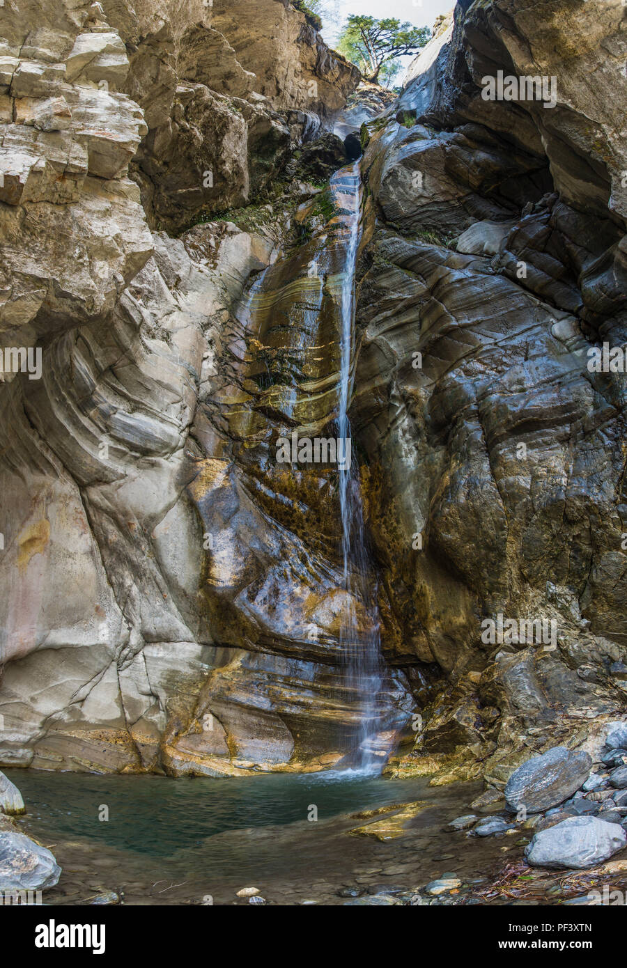 Beautiful small waterfall on spring day in Himalayas, Nepal Stock Photo ...
