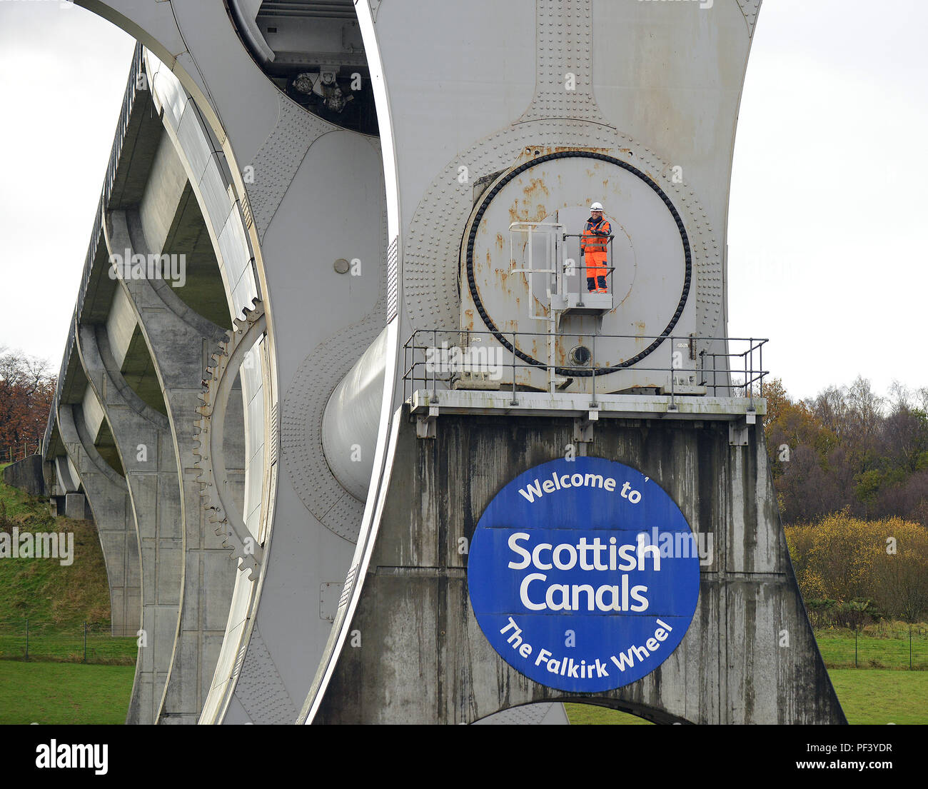 The Falkirk Wheel, a rotating boat lift linking the Forth and Clyde ...
