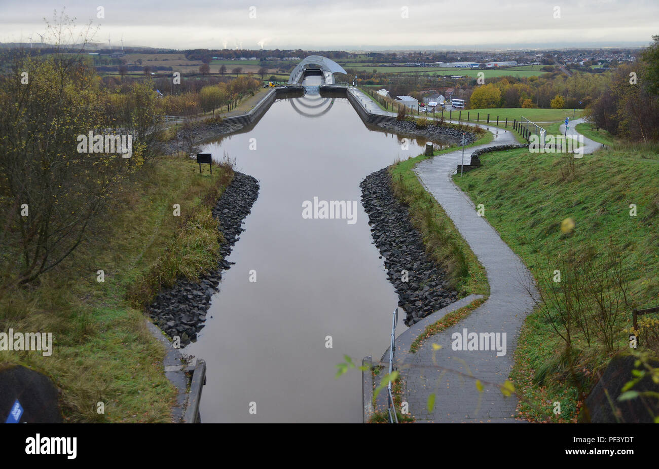 The Falkirk Wheel, a rotating boat lift linking the Forth and Clyde ...