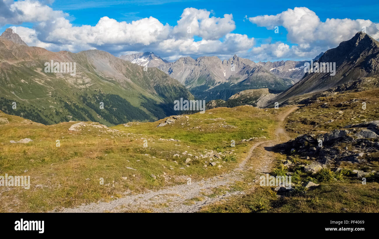 Evening at the Top of The Bernina Pass (Italian: Passo del Bernina), a ...