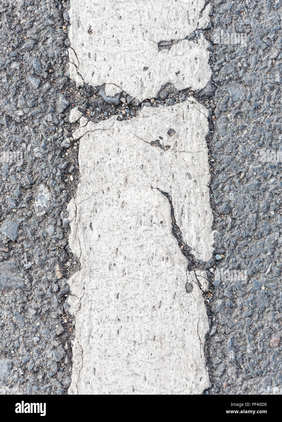 Old white stripe for the lane symbol on the asphalt road Stock Photo ...