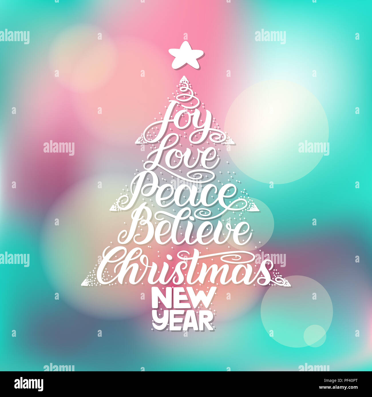 Calligraphy lettering in Christmas tree form with star. New Year ...
