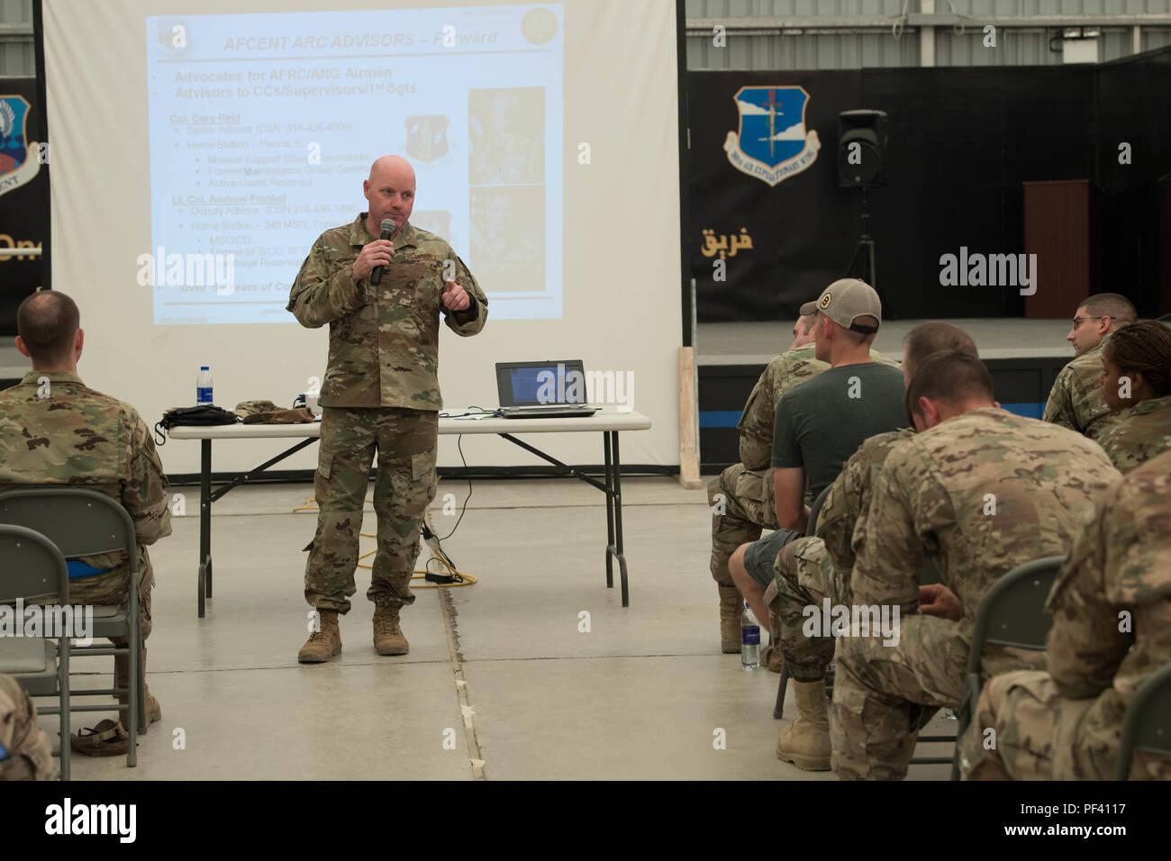 Col. Cory Reid, Senior Air Reserve Component advisor, speaks to Air ...
