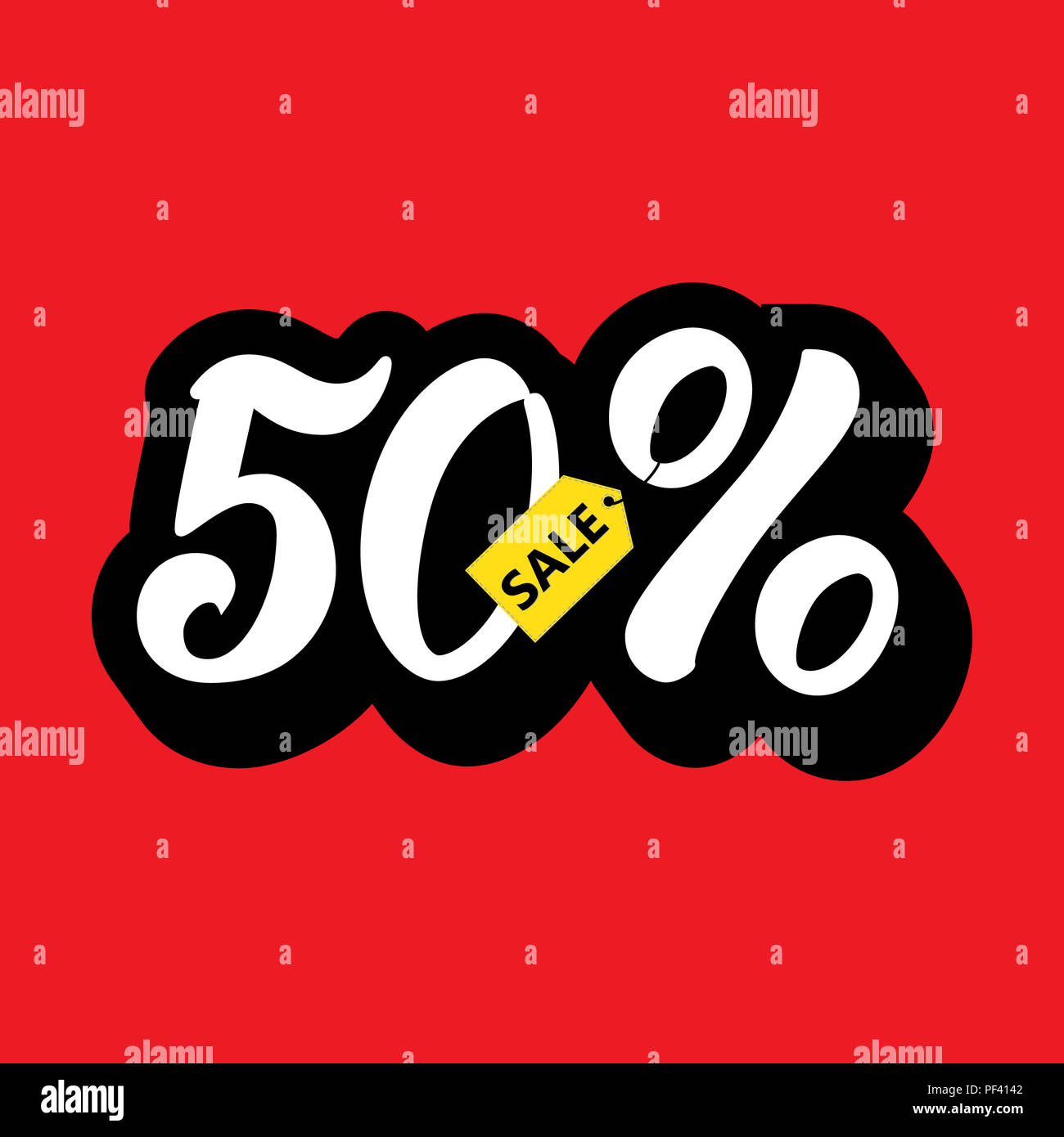 A sale discount 50 percents and volume 3D . Sale lettering on red ...