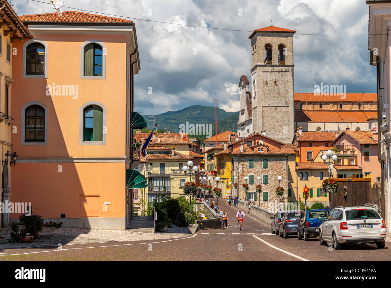 Cividale del Friuli, Italy: View of the old city center with ...
