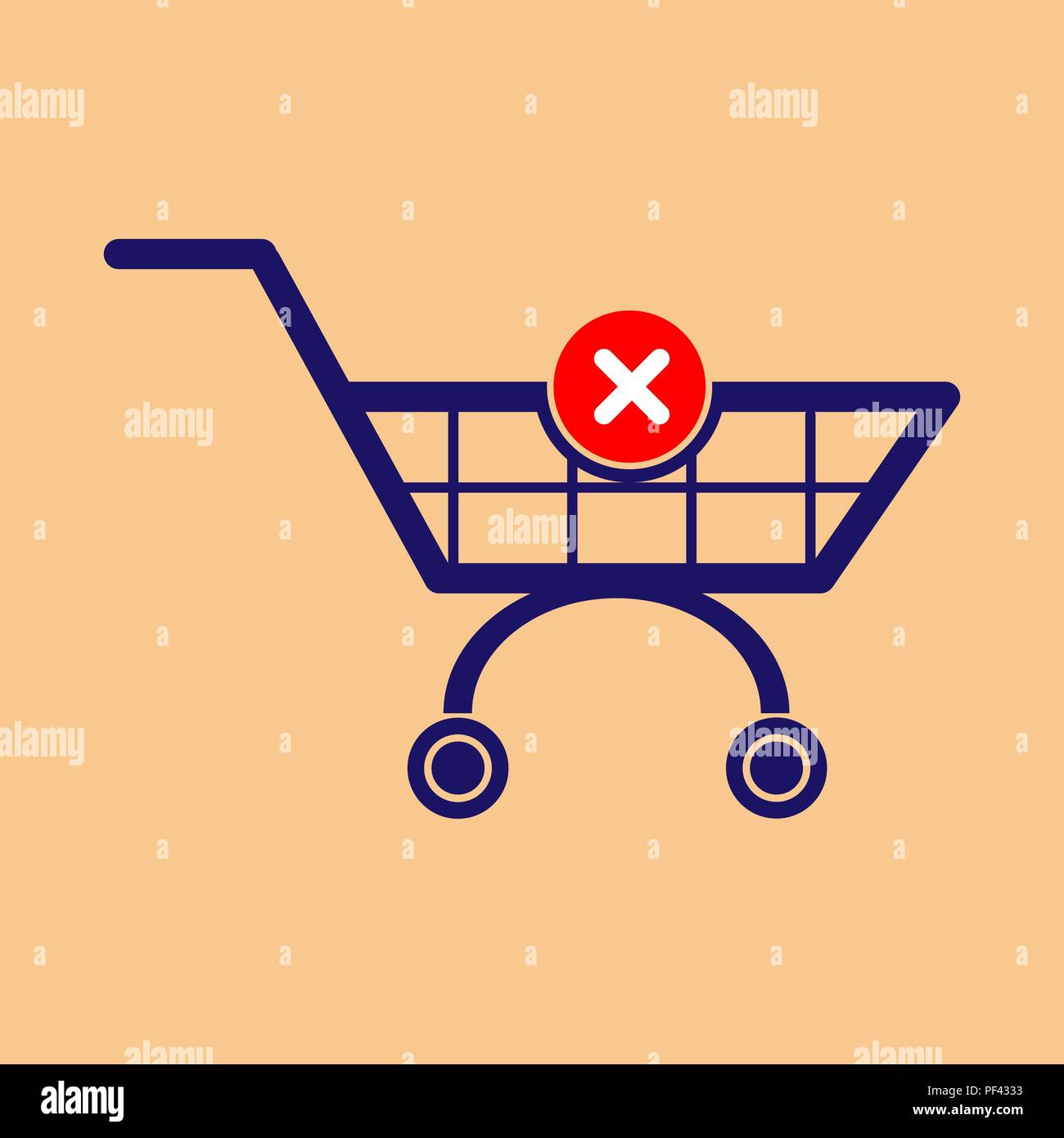 Icon, the supermarket cart with the sign of the ban on red circle Stock ...