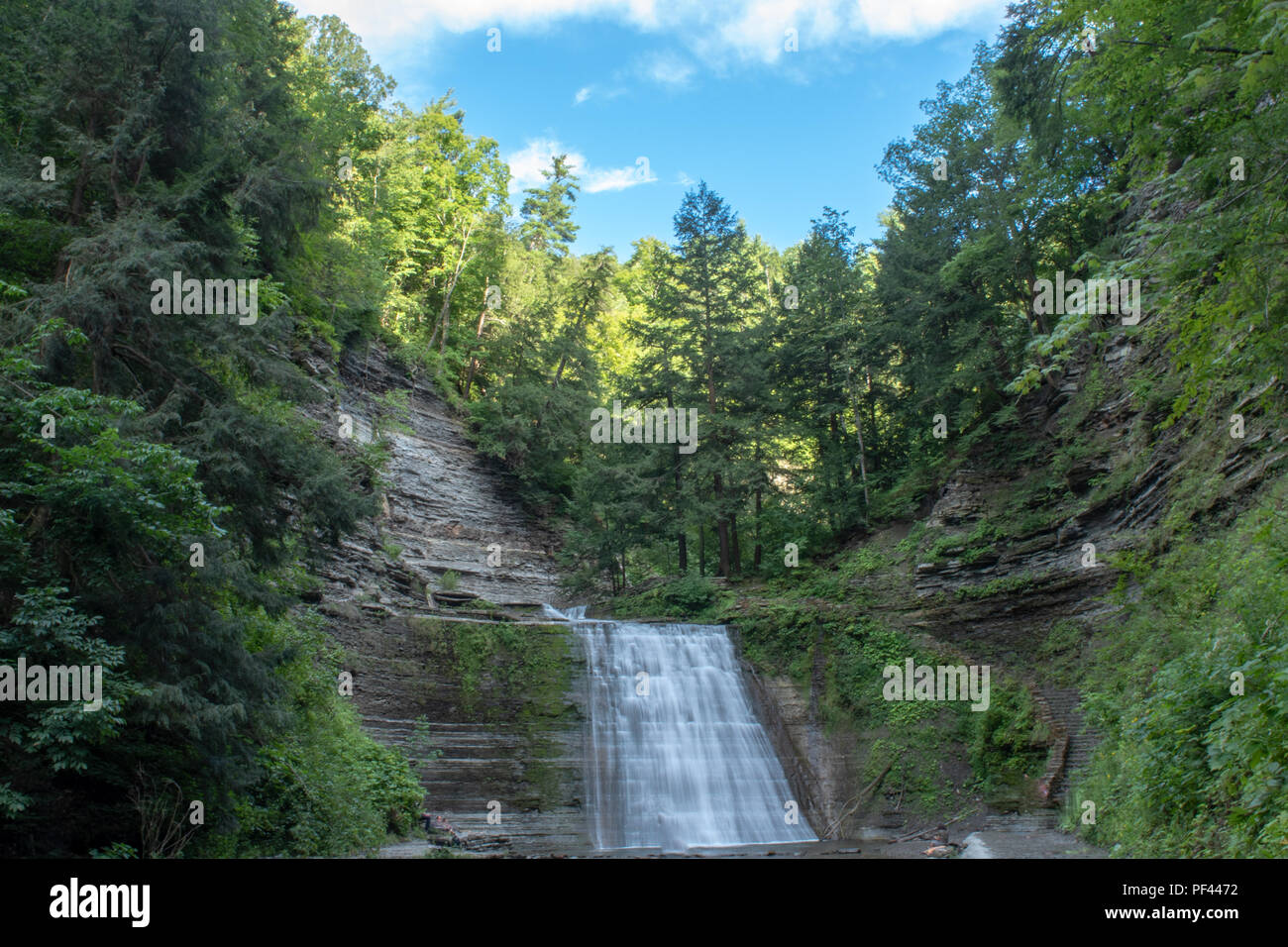 a view of a waterfall from a bridge Stock Photo - Alamy