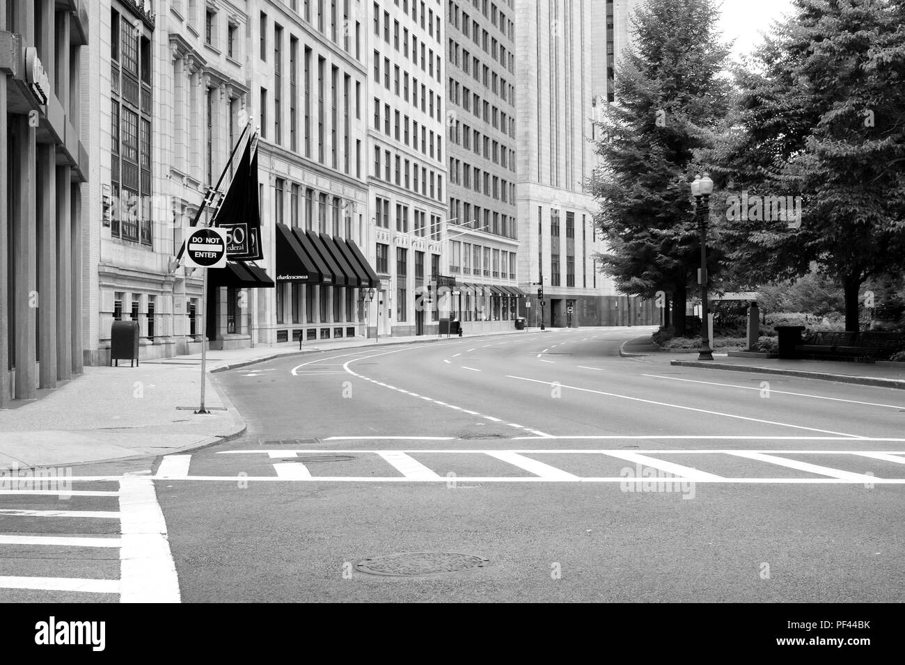 Downtown Boston Empty Street Stock Photo - Alamy