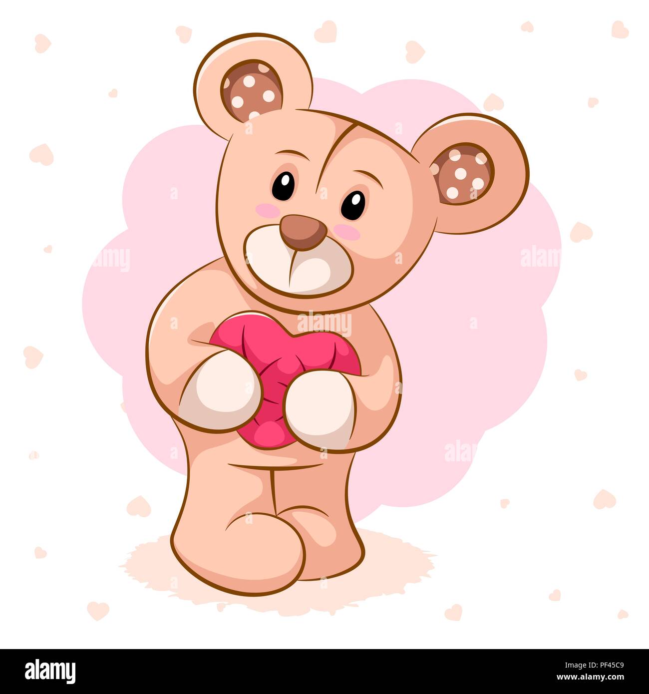 Teddy bear pink hearts Stock Vector Images - Alamy