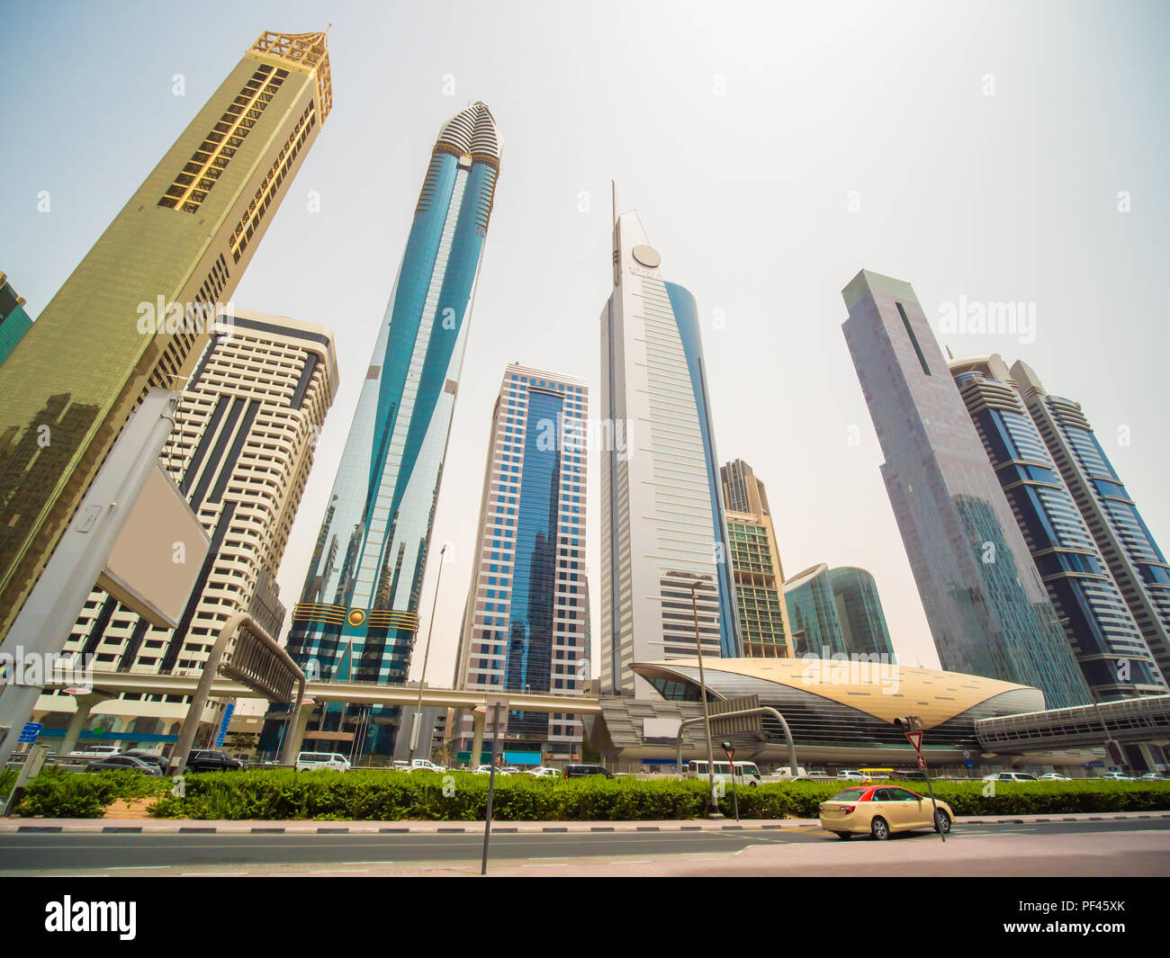 Skyscrapers on Sheikh Zayed Road in Dubai Stock Photo - Alamy