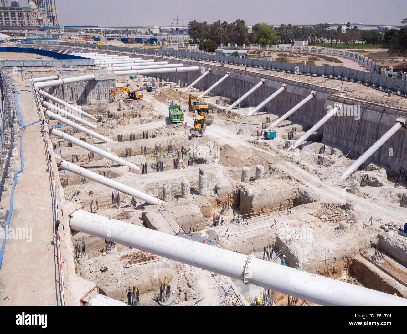 Futuristic building of dubai metro station and highway in dubai hi-res ...