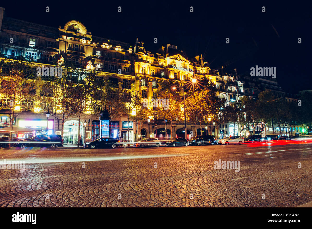 Street scene at night, Paris Stock Photo - Alamy