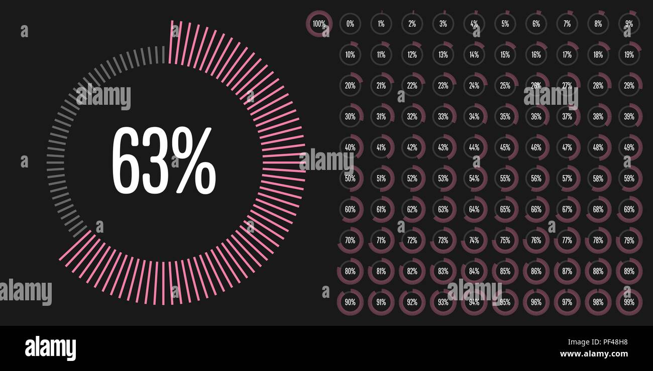 Set of circle percentage diagrams from 0 to 100 ready-to-use for web ...