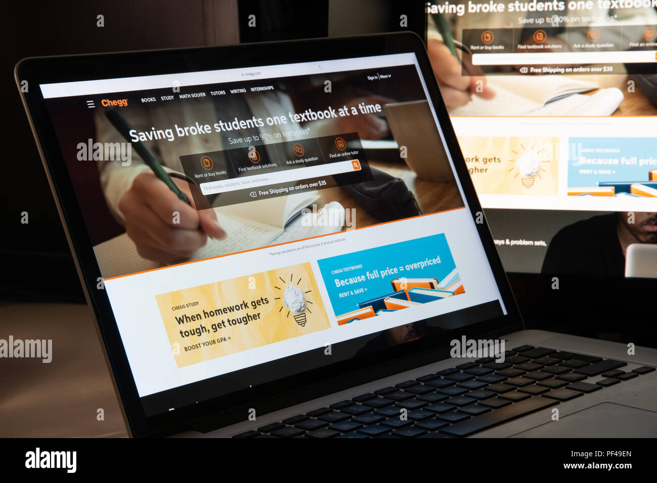 Milan, Italy - August 15, 2018: chegg website homepage. chegg logo ...