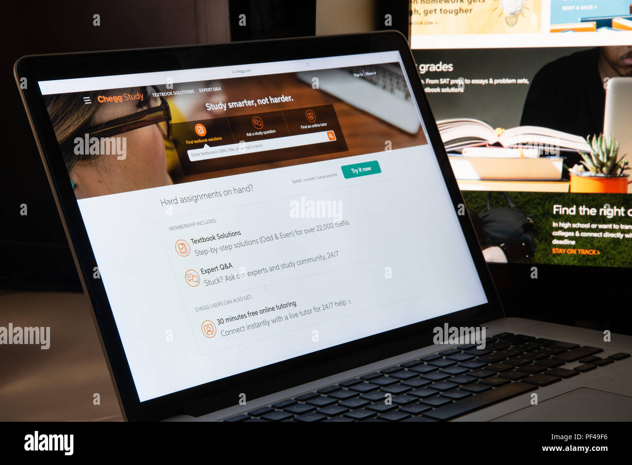 Milan, Italy - August 15, 2018: chegg website homepage. chegg logo ...