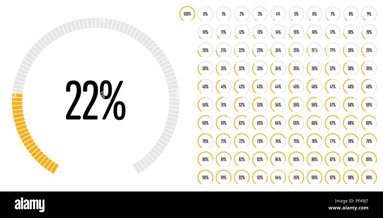 Set of circular sector percentage diagrams from 0 to 100 ready-to-use ...