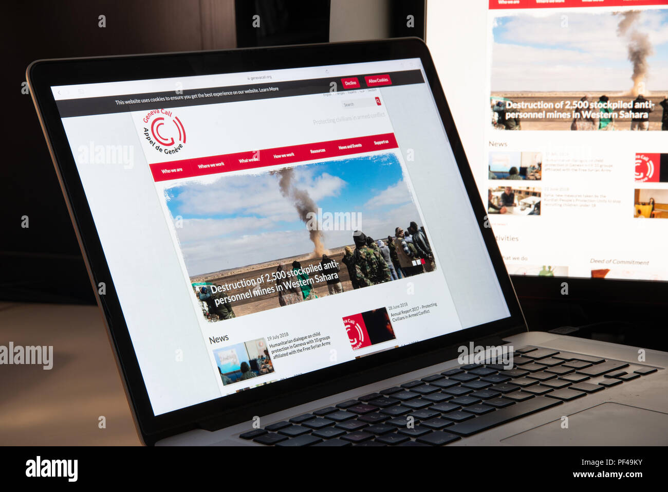 Milan, Italy - August 15, 2018: Geneva Call NGO website homepage ...