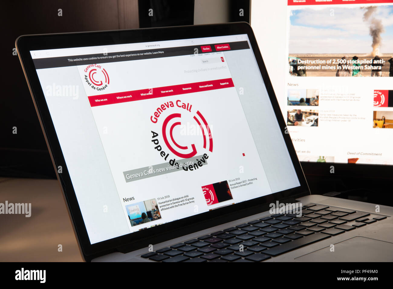 Milan, Italy - August 15, 2018: Geneva Call NGO website homepage ...