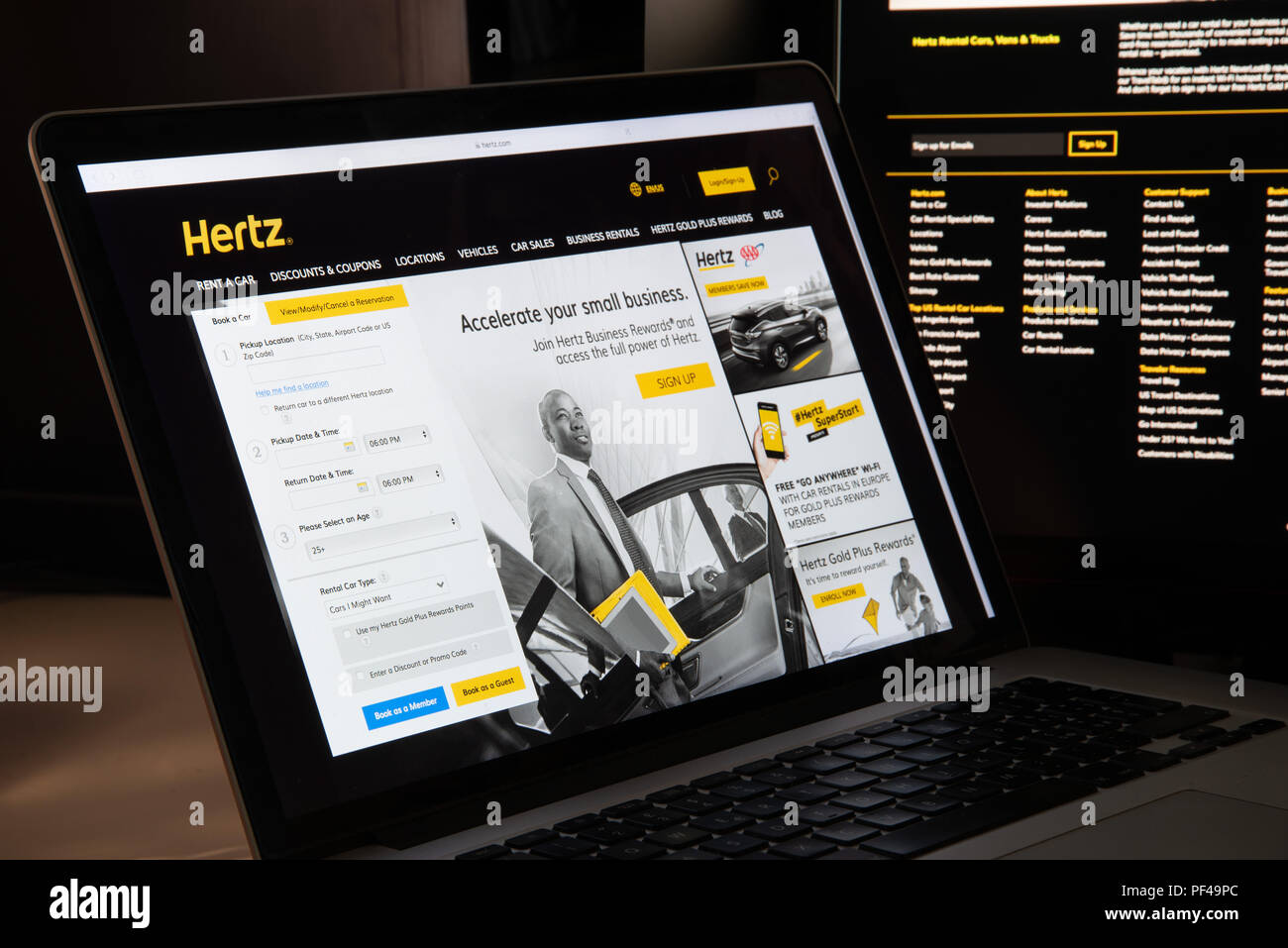 Milan, Italy - August 15, 2018: Hertz insurance website homepage. Hertz ...