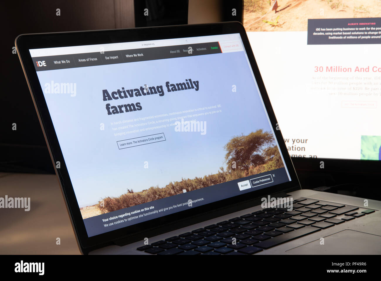 Milan, Italy - August 15, 2018: iDE NGO website homepage. iDE logo ...