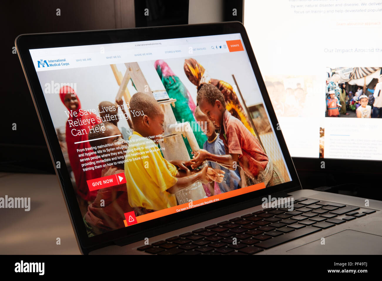 Milan, Italy - August 15, 2018: International Medical Corps NGO website ...