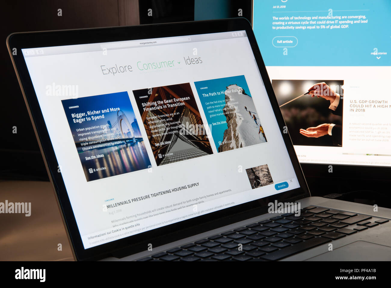 Milan, Italy - August 15, 2018: Morgan Stanley online banking website ...