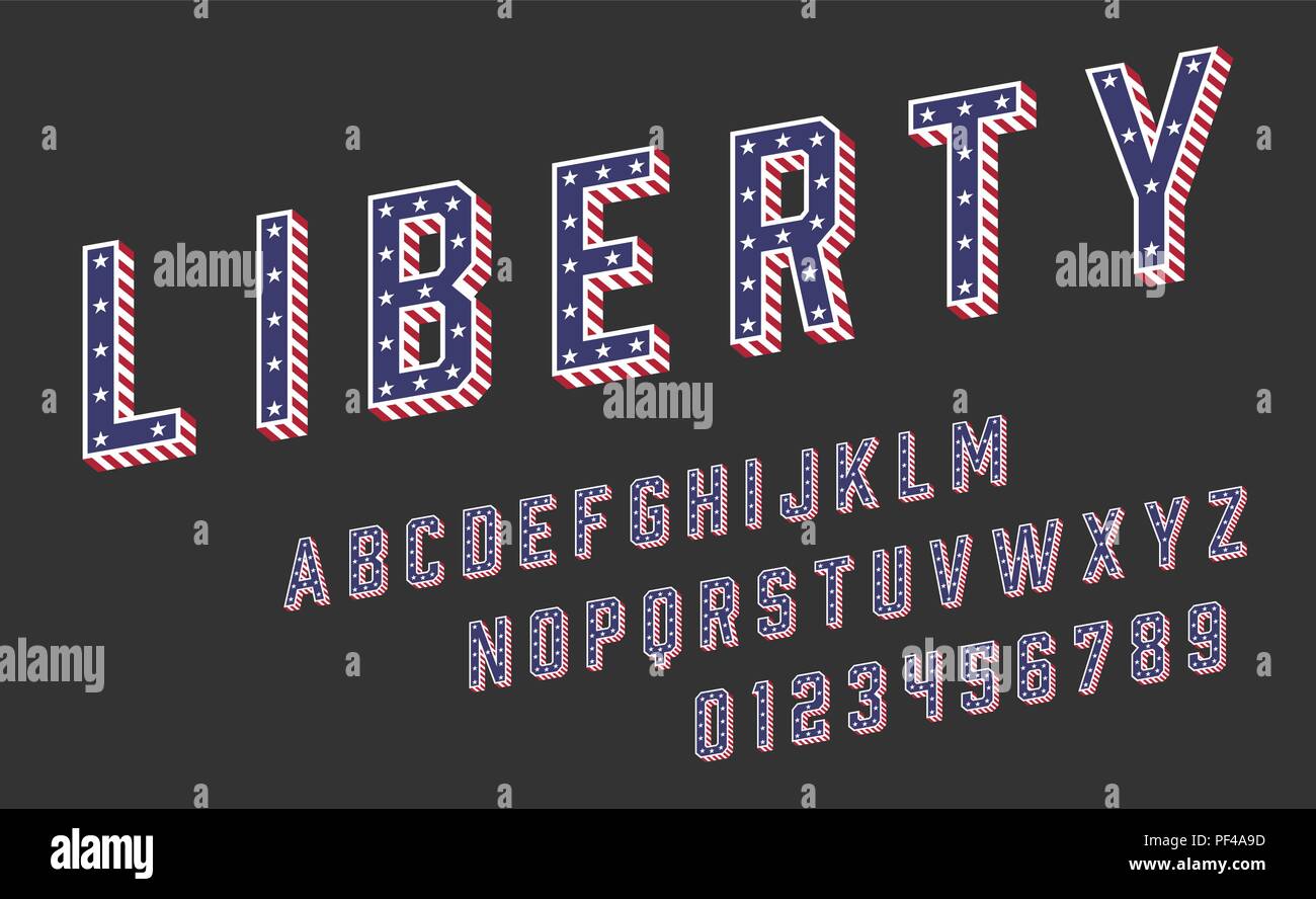 Font USA Flag Stars and Stripes Vector Illustration Stock Vector Image ...