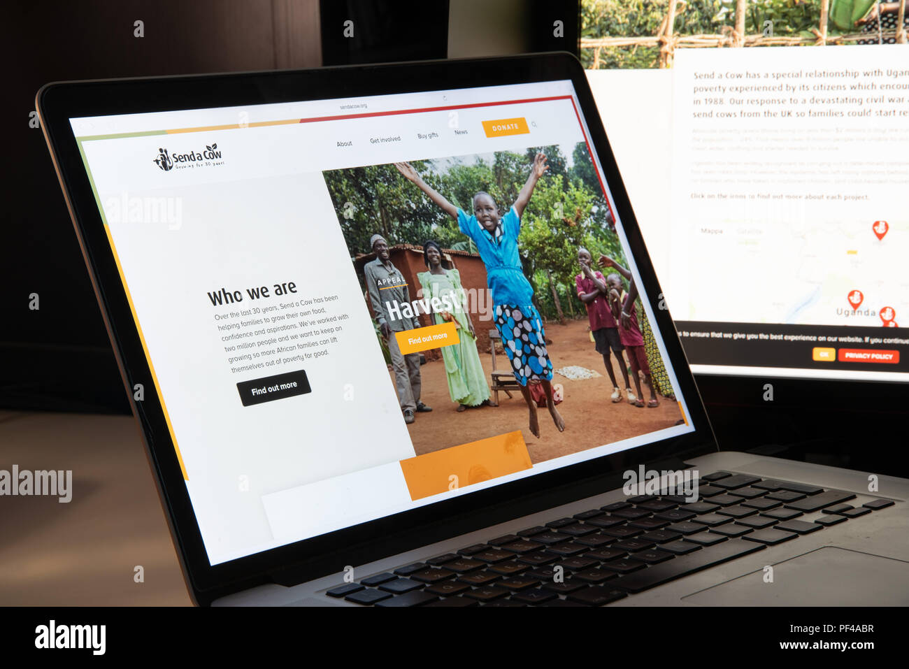 Milan, Italy - August 15, 2018: Send a Cow Uganda NGO website homepage ...