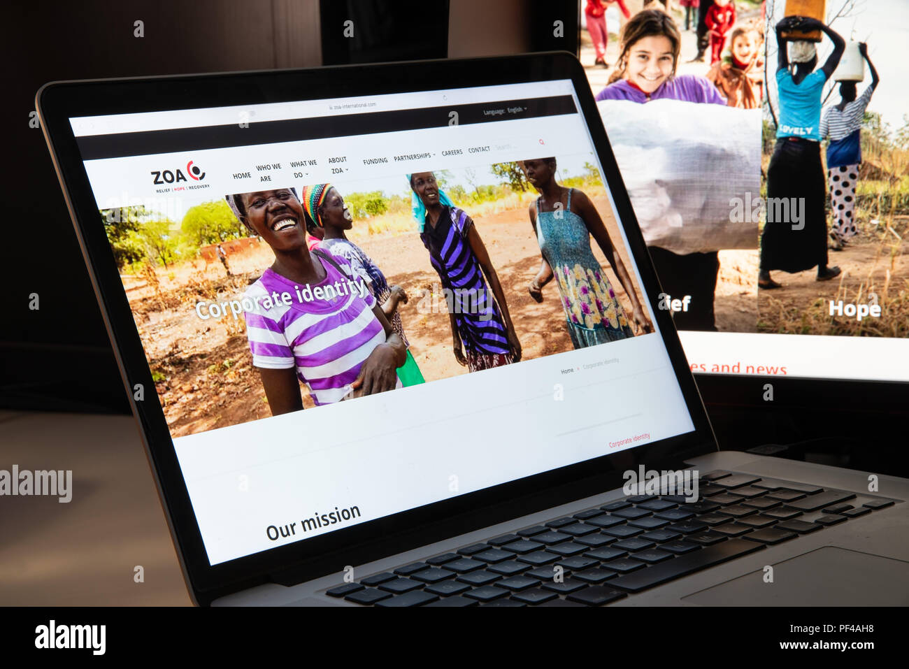 Milan, Italy - August 15, 2018: ZOA NGO website homepage. ZOA logo ...