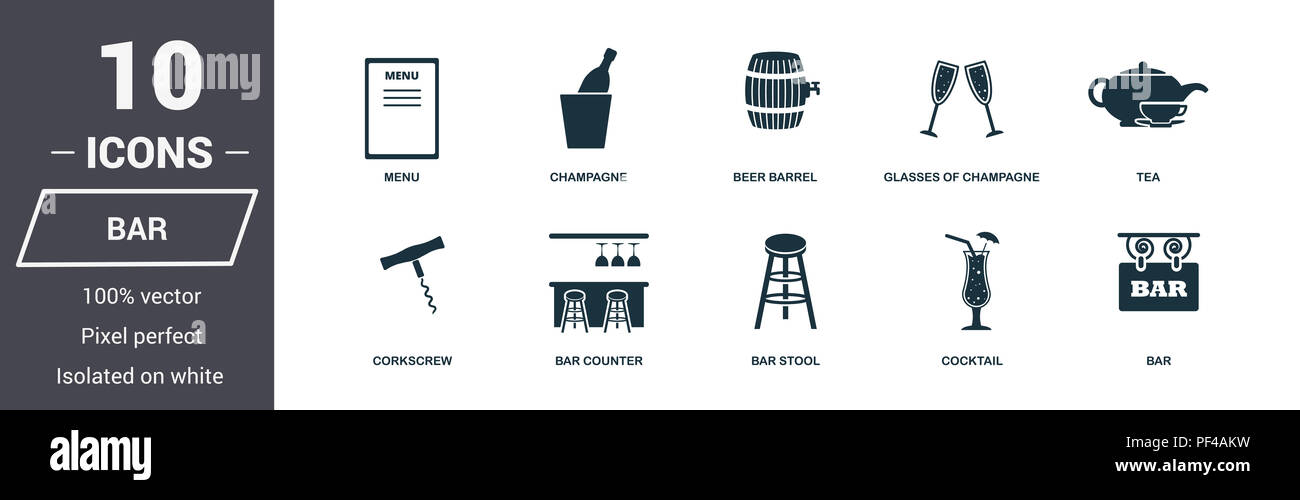 Bar icons set. Premium quality symbol collection. Bar icon set simple ...
