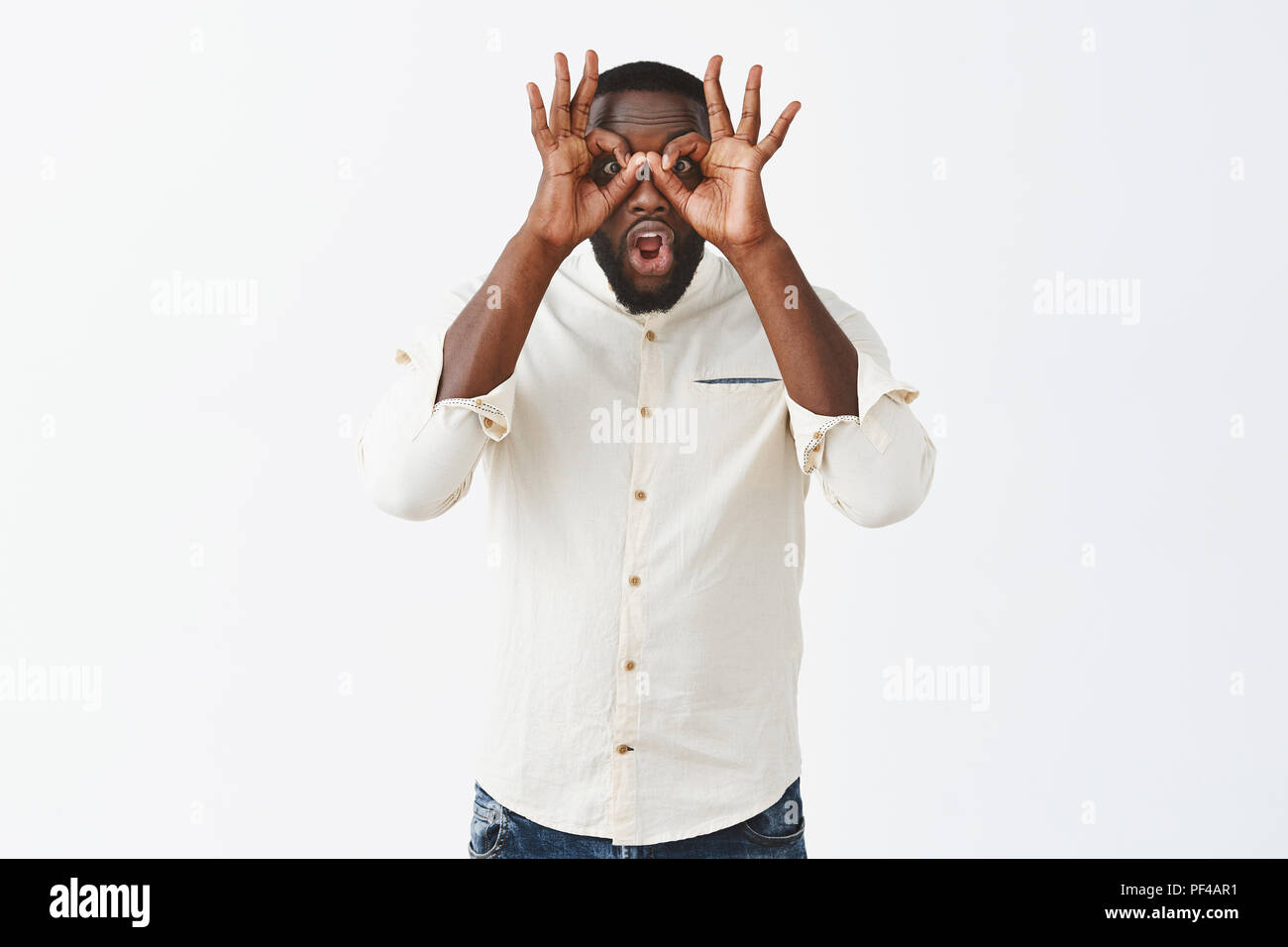 Man cannot believe own eyes, being amazed and astonished with great ...