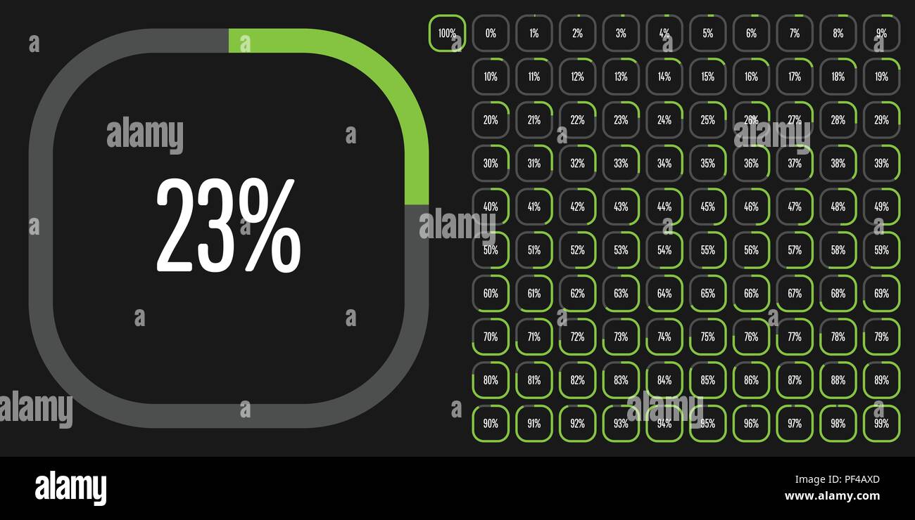Set of rectangle percentage diagrams from 0 to 100 ready-to-use for web ...