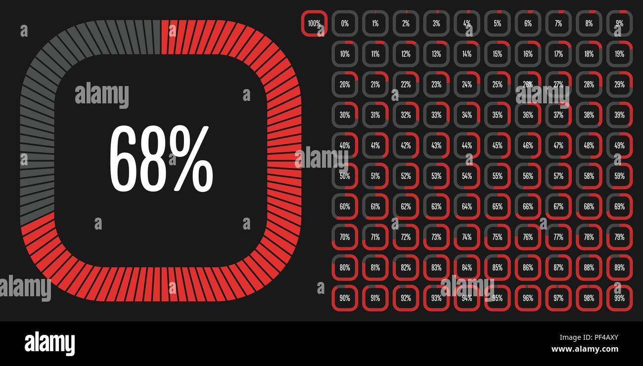 Set of rectangle percentage diagrams from 0 to 100 ready-to-use for web ...